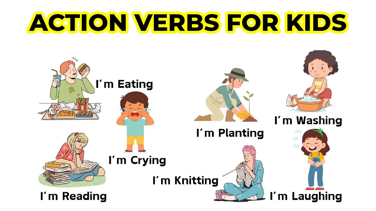 100 Essential Action Verbs for Kids | Learn with Fun Sentences | Daily ...