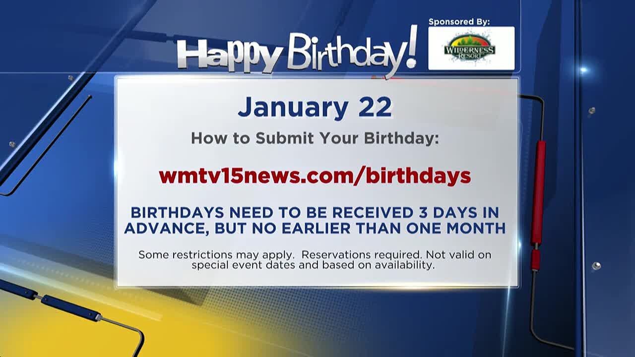 Birthdays for Wednesday, January 22 - YouTube