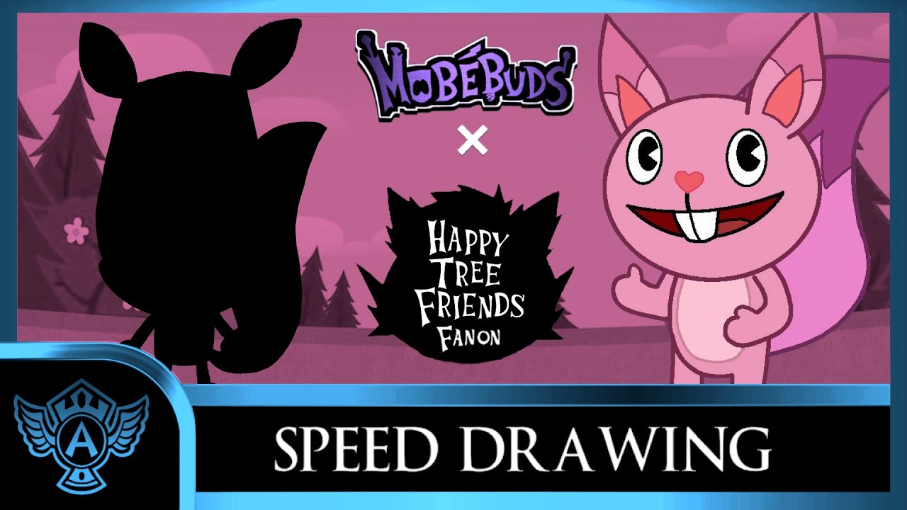 Speed Drawing: Happy Tree Friends Fanon - Pinky | Mobebuds Style - YouTube