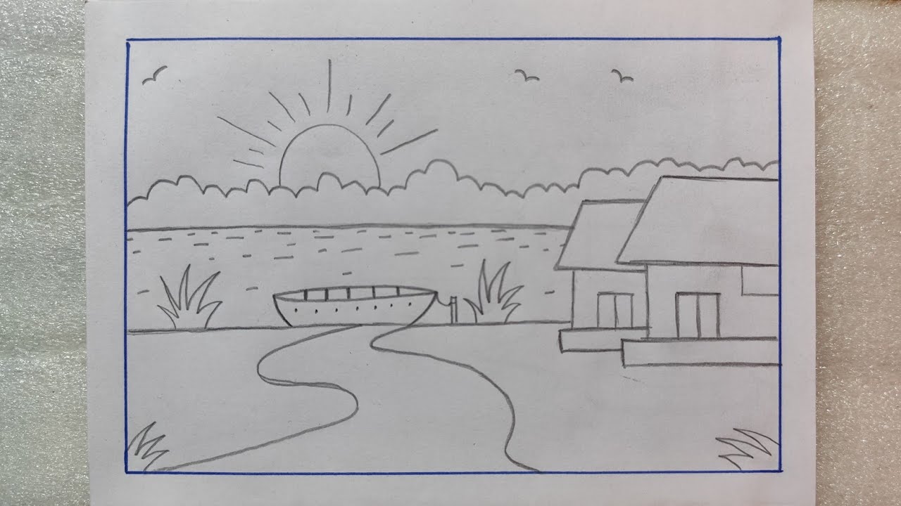 Scenery Drawing / How to draw a Scenery Drawing / Scenery Drawing easy ...