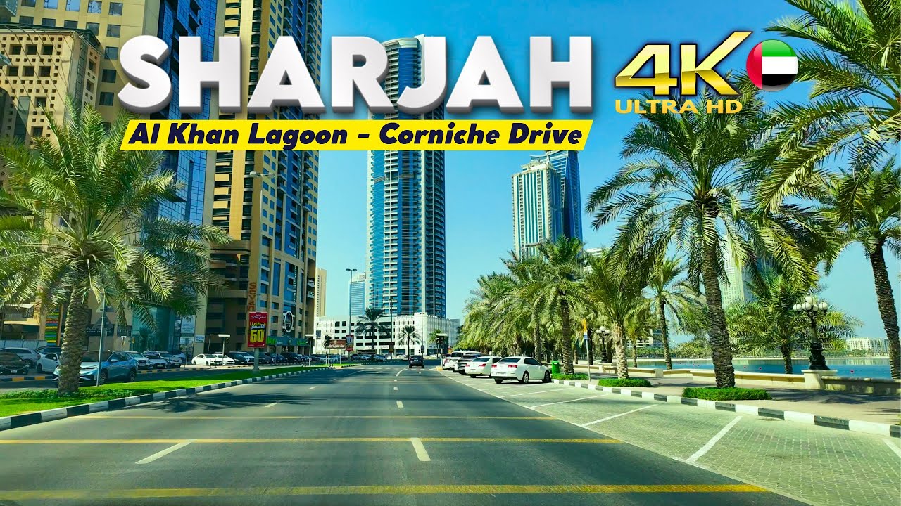 UAE 4K Scenic Drive | Sharjah Lagoon & Corniche Beach Road 🇦🇪 | Al Khan ...