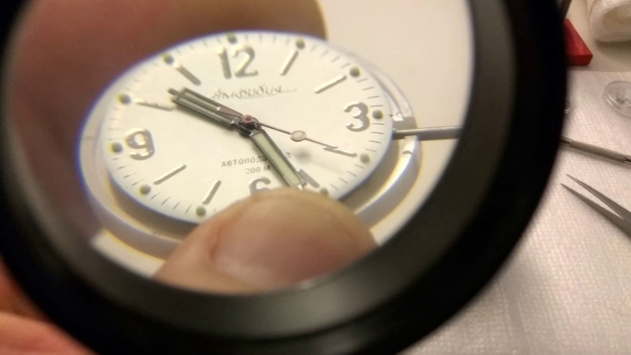 Vostok Amphibia watch paddle hands mods - YouTube