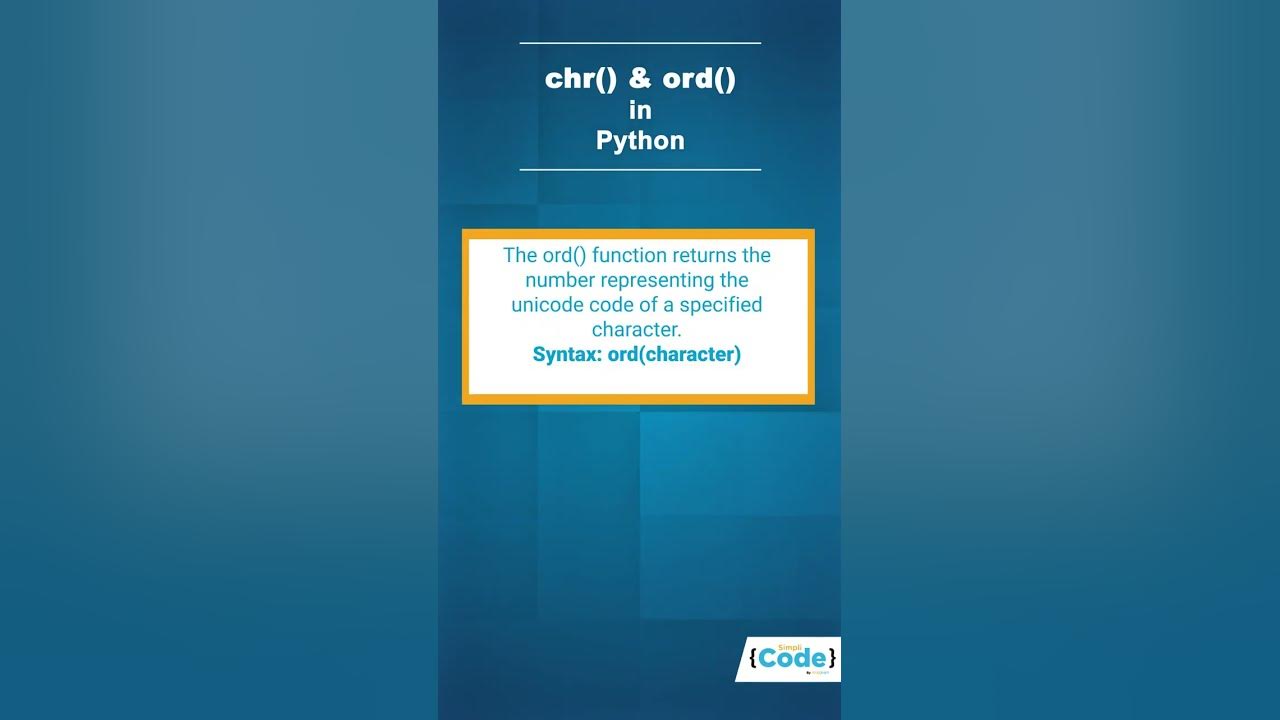 How To Use Chr And Ord In Python Python Built In Function