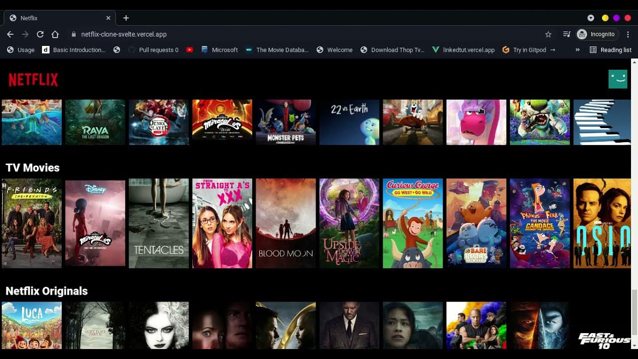 Project Showcase Netflix Clone Made With Sveltekit Svelte Tmdb Api And Tailwind Css Youtube