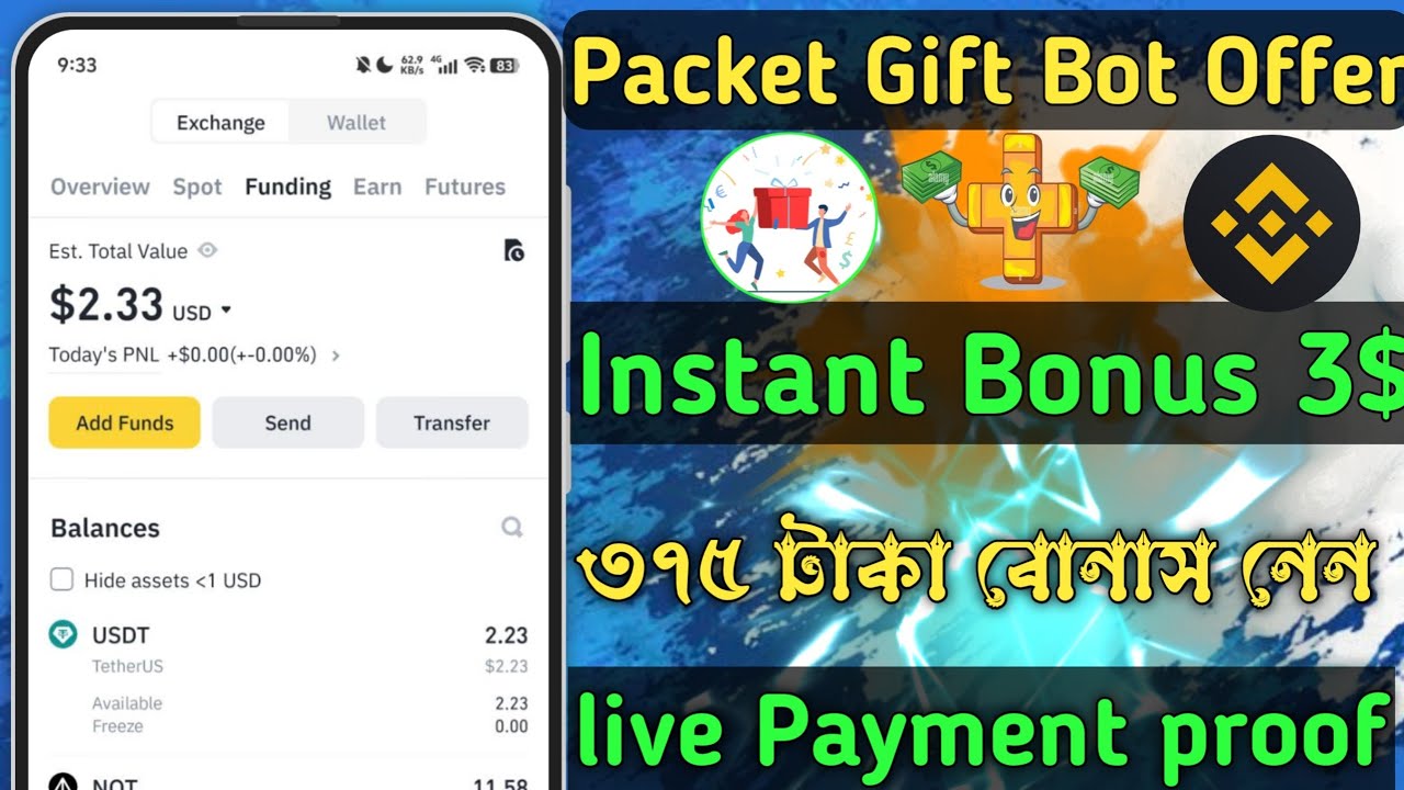 Packet Gift Bot Offer || Instant Bonus 3$ usdt || par user profit 3 ...
