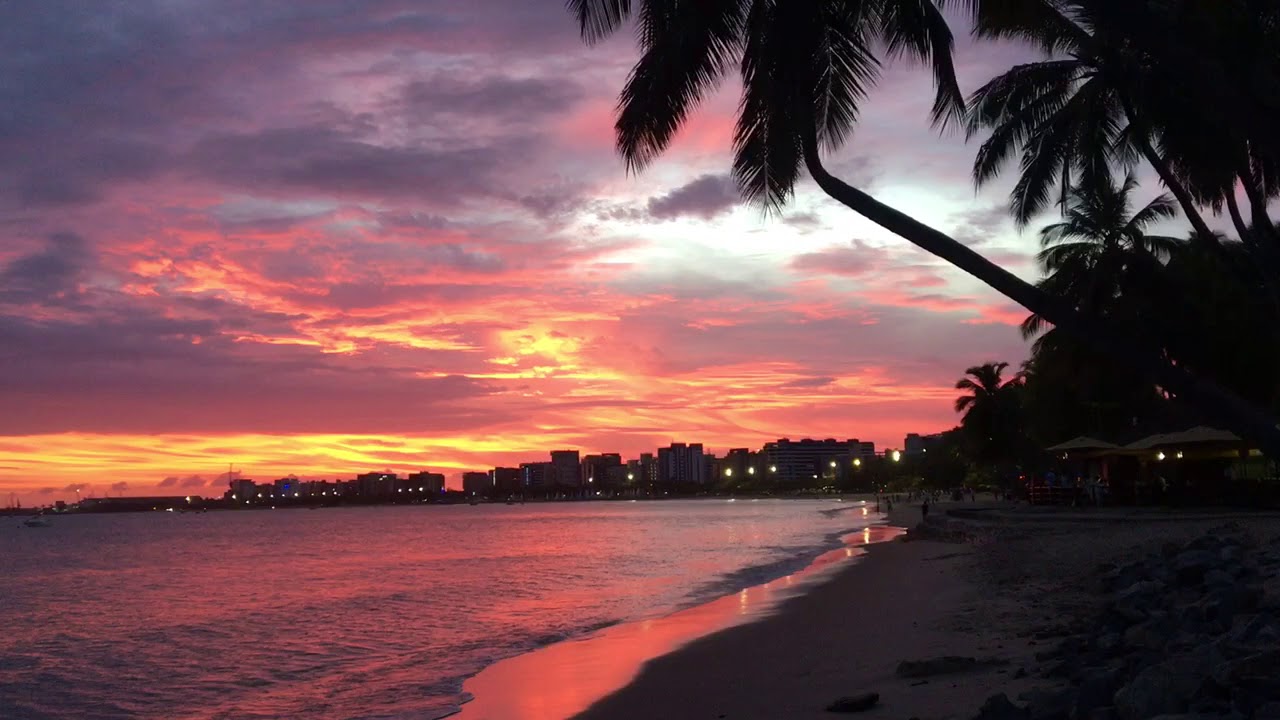 Sunset on Ponta Verde beach in Maceio, Brazil - YouTube