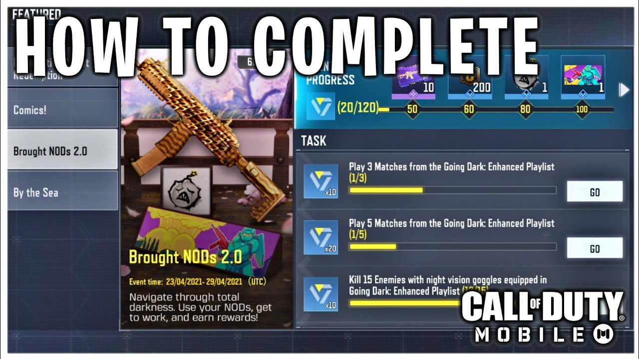 CODM!Kill 20 Enemies With Night Vision Goggles Equipped in Going Dark ...