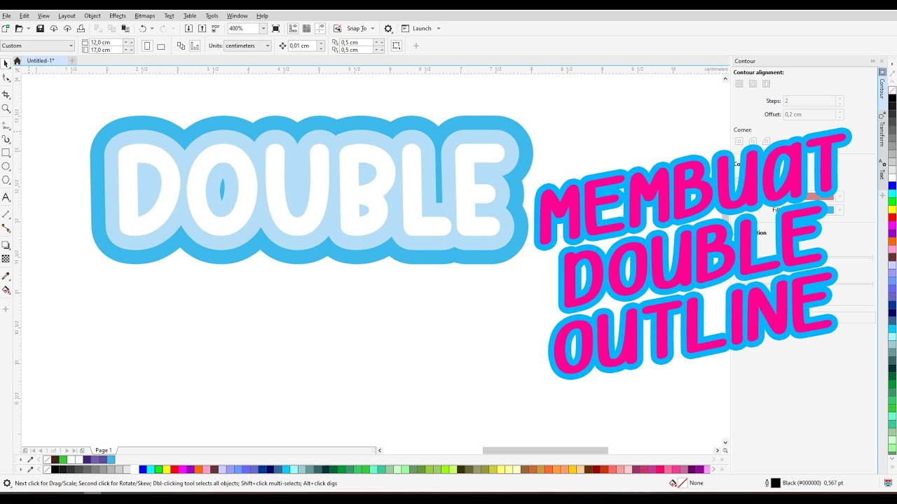 Membuat Outline Dengan Contour Tool Pada Corel Draw D