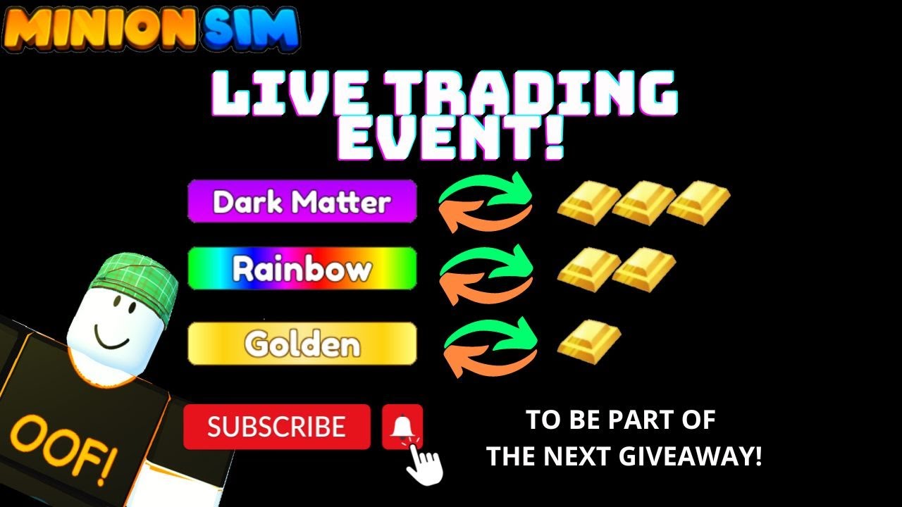 *TRADE EVENT* and giveaway LIVE | Minion Simulator (Roblox) - YouTube