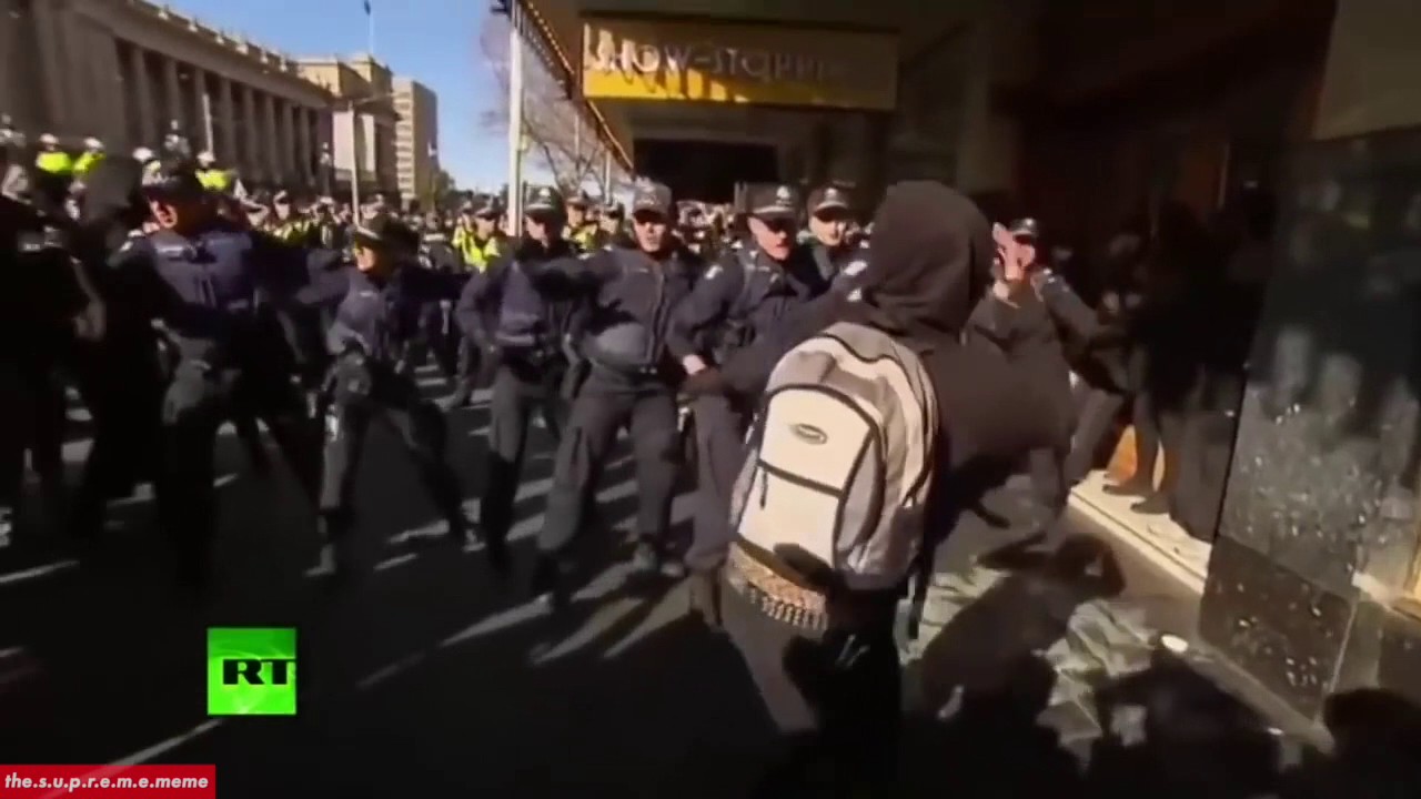 I put Spongebob music over random protests - YouTube