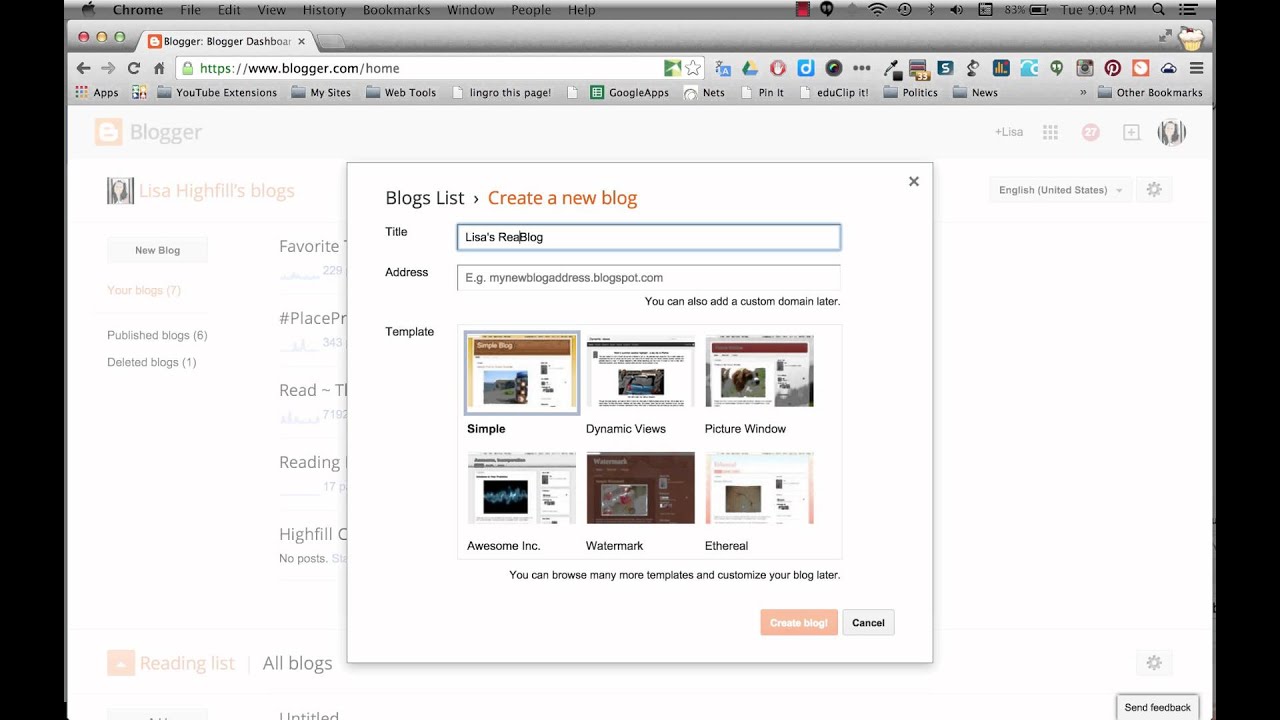 Creating a Reading Blog with Blogger.com - YouTube