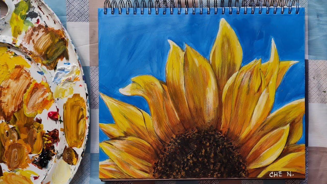 SUNNY SUNFLOWER PAINTING TUTORIAL USING ACRYLICS / BY CHERYL NAVARRO ...