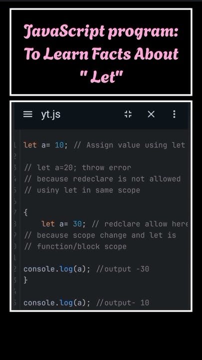 Javascript program using let #js #coding #let #variables #beginners ...