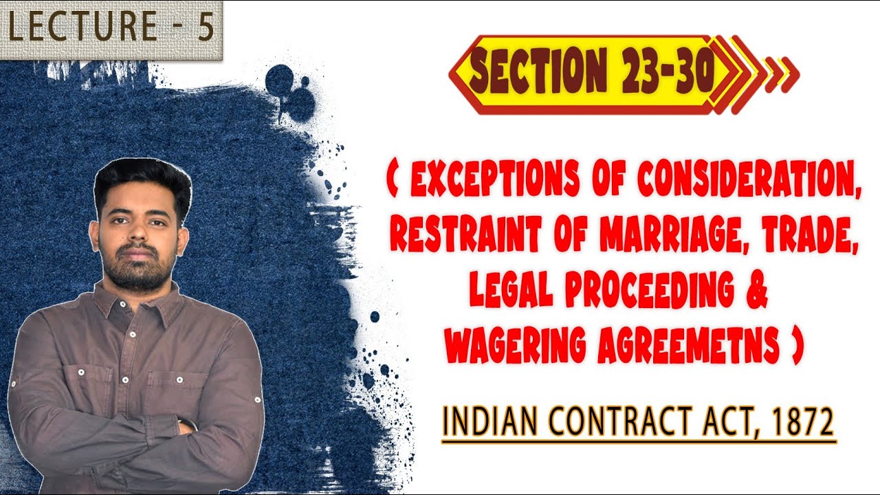 Lecture 5 | Sec 23-30 | Exceptions of Considerations, Restraint of ...