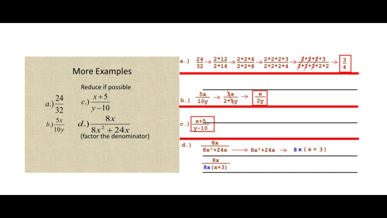 Factoring And Simplifying Examples - YouTube
