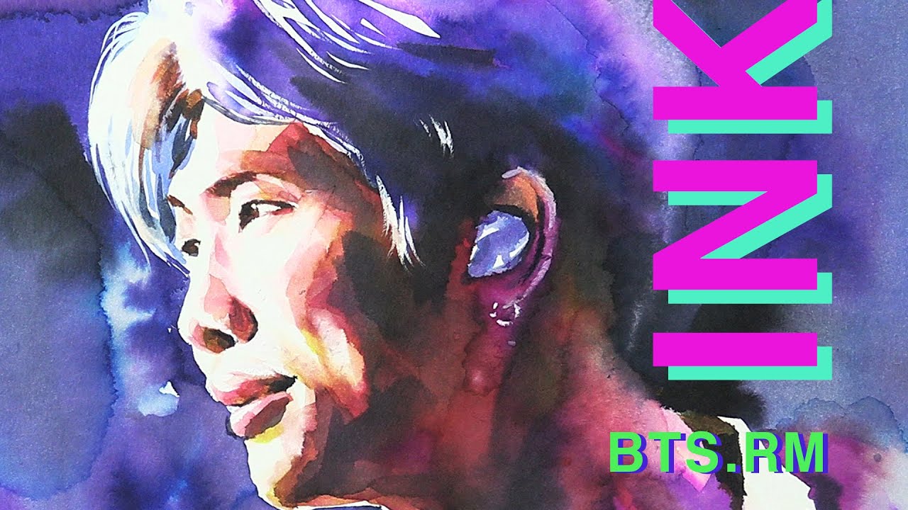 RM portrait painted with handmade ink / 수제잉크로 그린 RM초상화 - YouTube