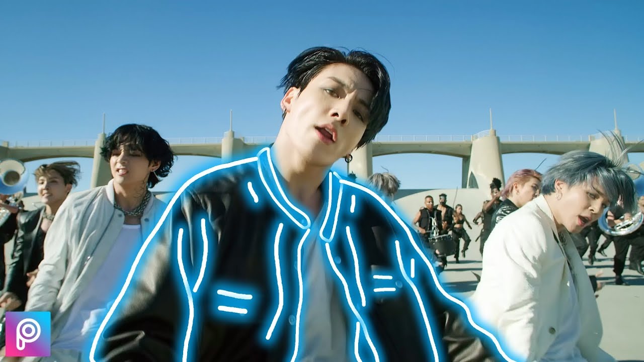 Jungkook BTS Neon Outline - Picsart tutorial - YouTube