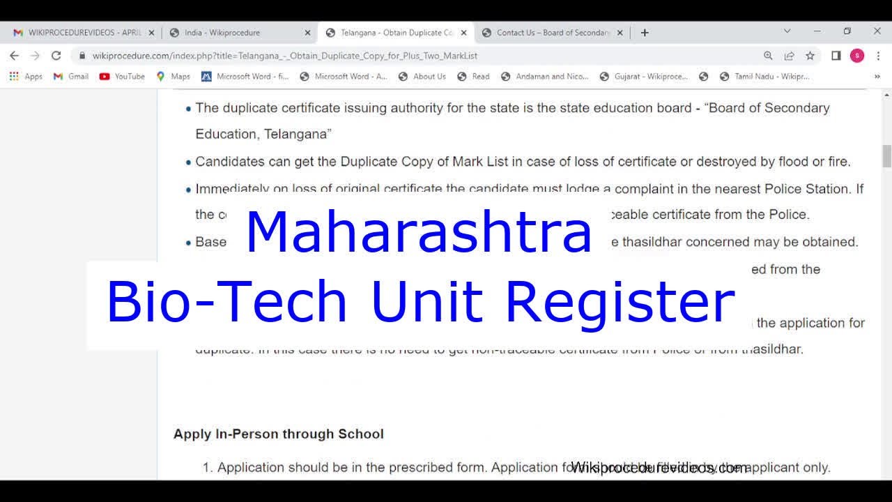 Maharashtra - Apply Online for Bio Tech Unit Registration - YouTube