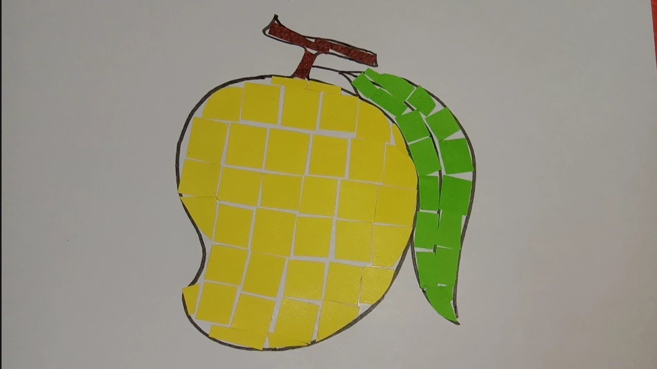 Paper cutting pasting in mango for kids / Paper cutting pasting ...