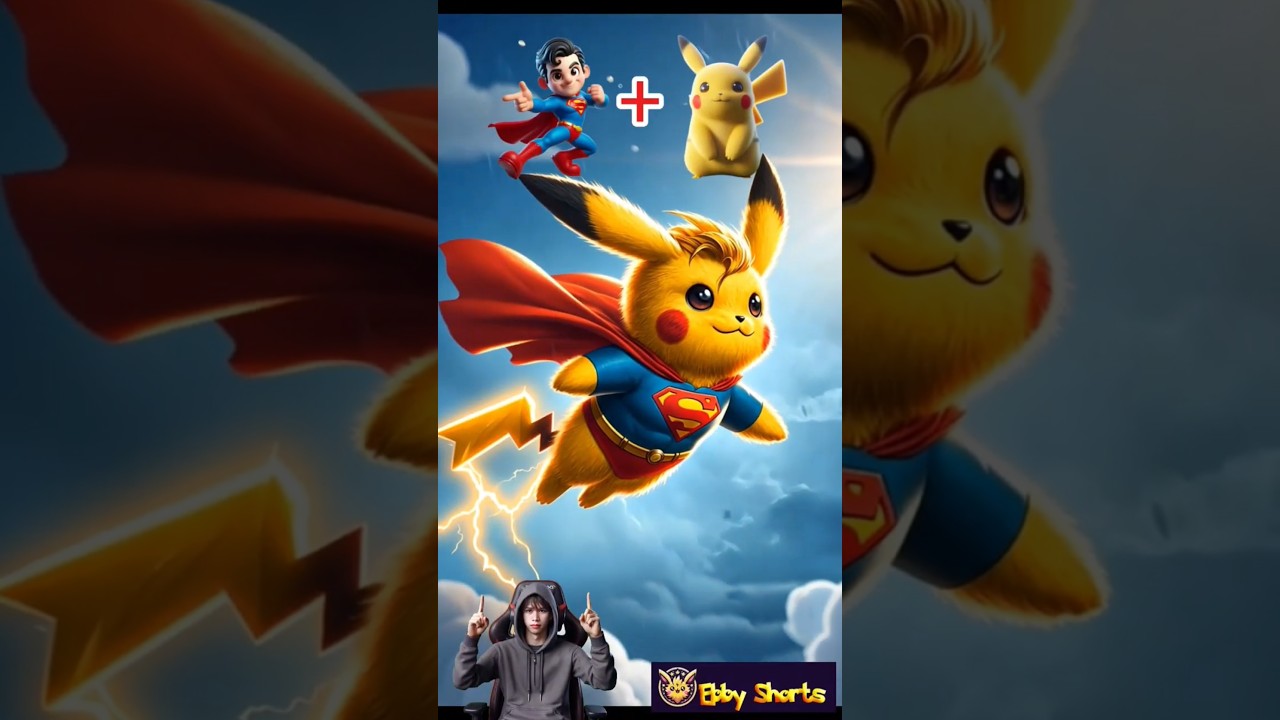Pikachu + Superman = ? 💥 #hybrid hero #fusion #superheroesfusion # ...