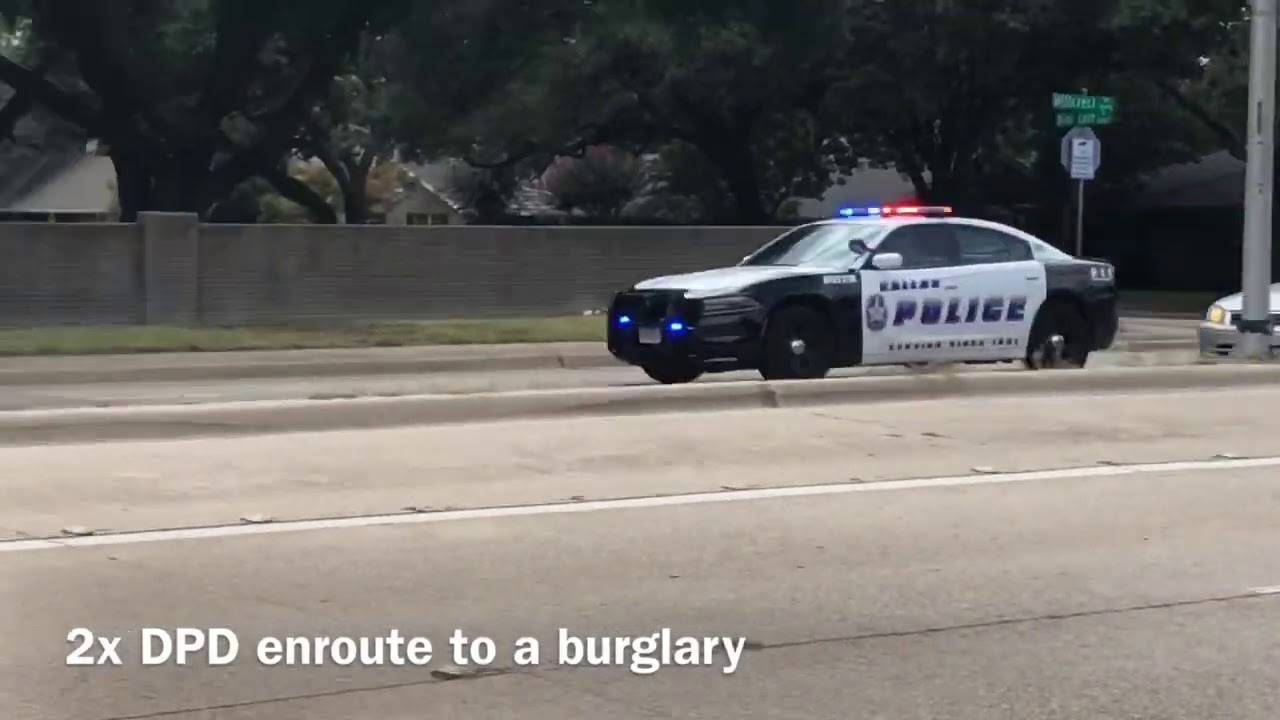 2 Dallas Police cruisers responding code 3 to a burglary - YouTube