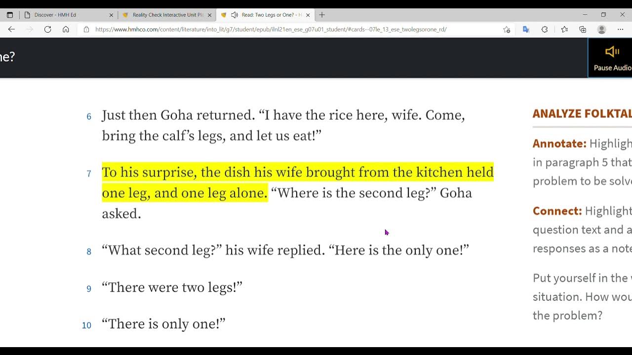 Read Two Legs or One HMH ELA NGLit 2021 NA2 07 ESE E U01 and 2 more ...