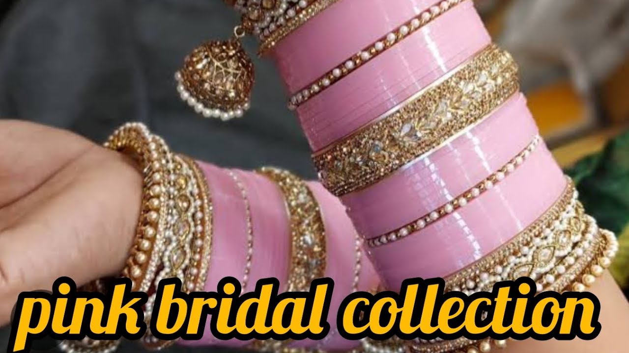 pink bridal chuda collection👌/havy kundan work bangles 👌 - YouTube