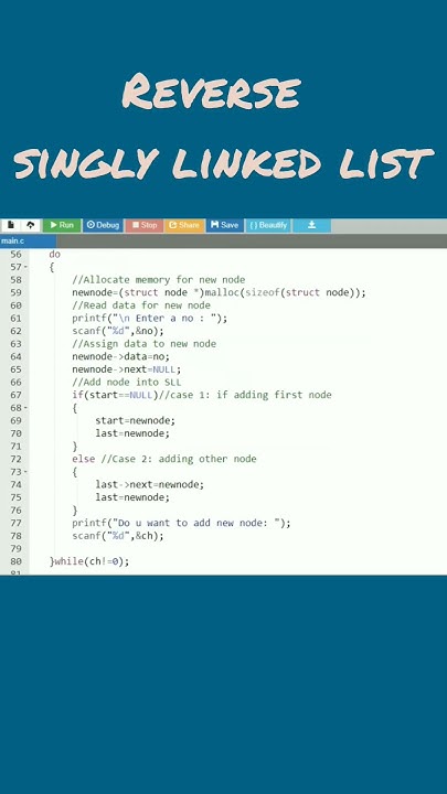 How to reverse a Singly linked list#shortvideo #c #linkedlist - YouTube