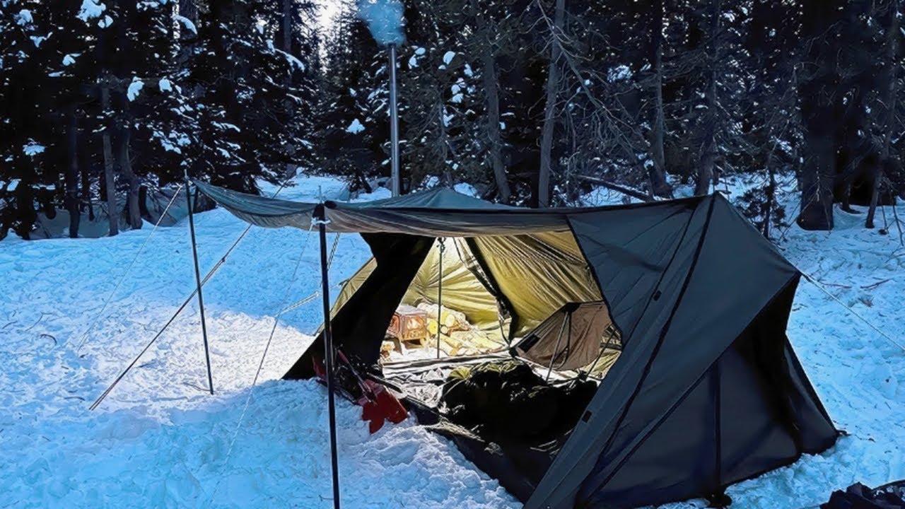 Extreme Winter Camping in Alaska (-46C) Backcountry Hot Tent Winter ...