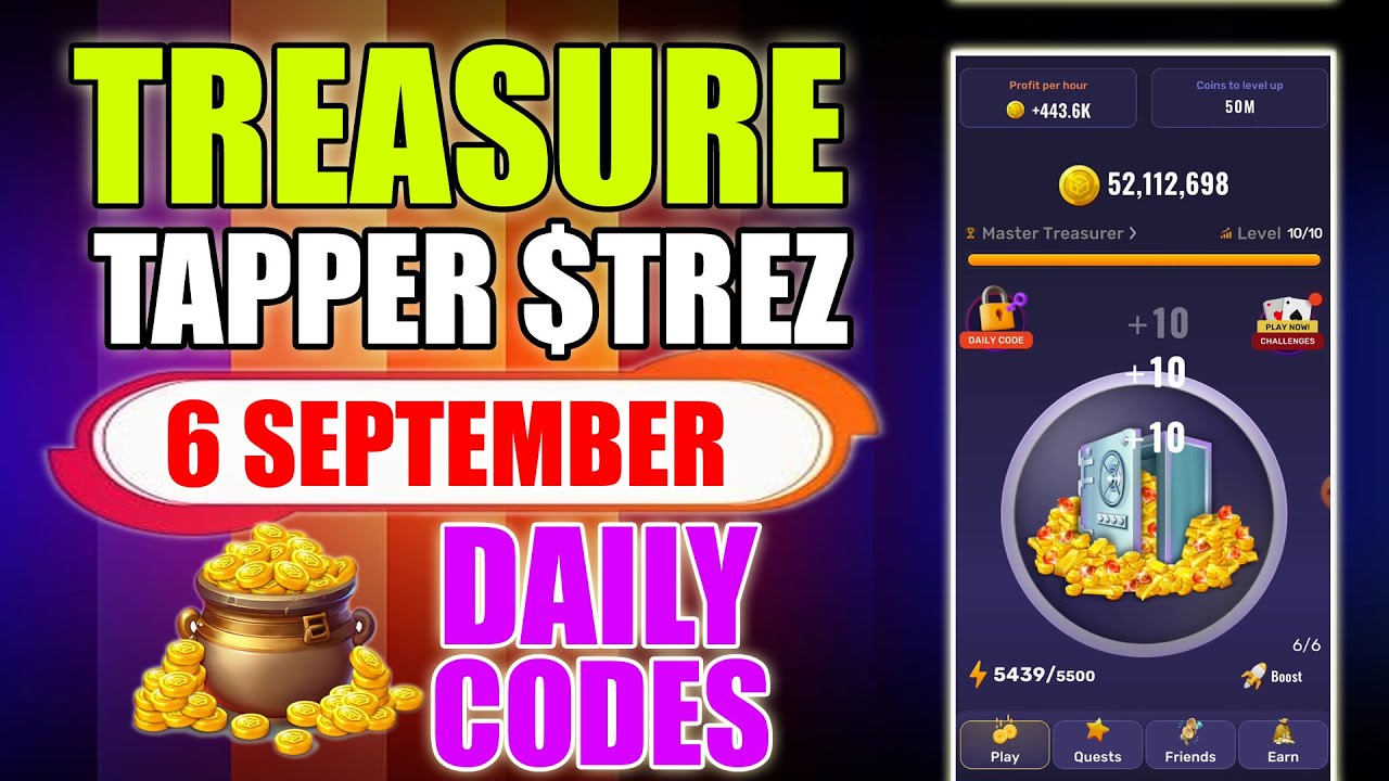 Treasure Tapper Daily Code Today 6 September | Telegram Tap Tap $TREZ ...
