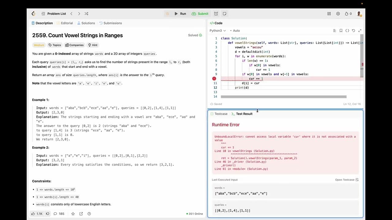 Count Vowel Strings in Ranges - YouTube