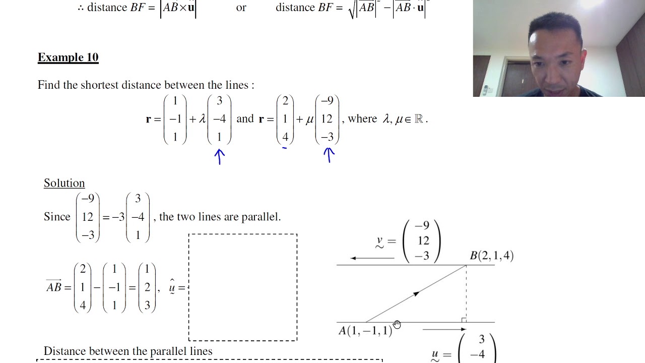 Vectors 6 Part 06: Shortest distance bet 2 parallel lines - YouTube