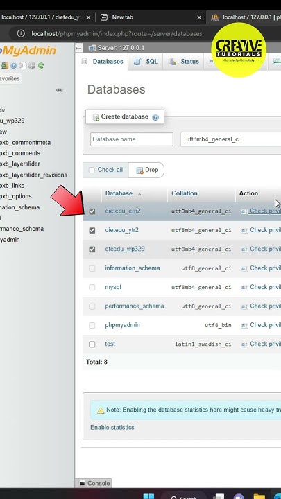 Delete Mysql Database In Mysql Phpmyadmin Localhostxampp Shorts Mysql Web3 Youtube 