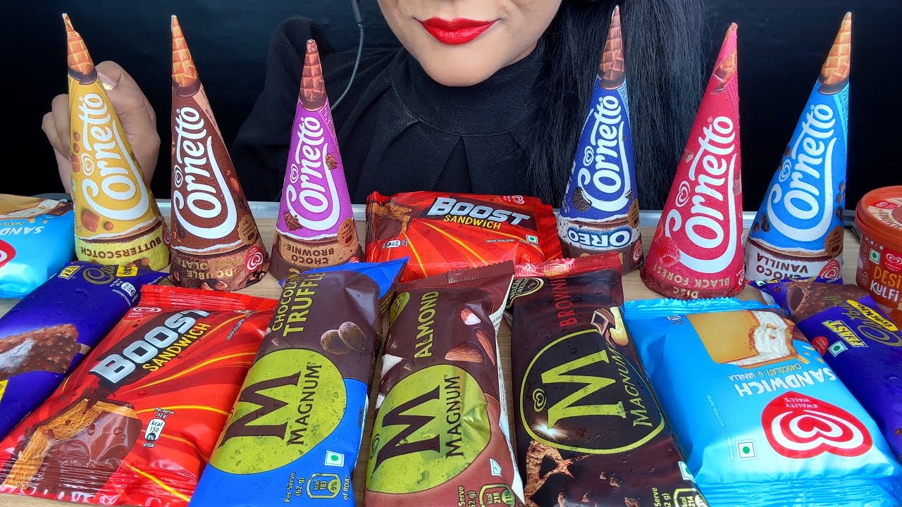 ASMR EATING ICECREAM,MAGNUM TRUFFLE,CORNETTO,KWALITY WALLS,SANDWICH ...