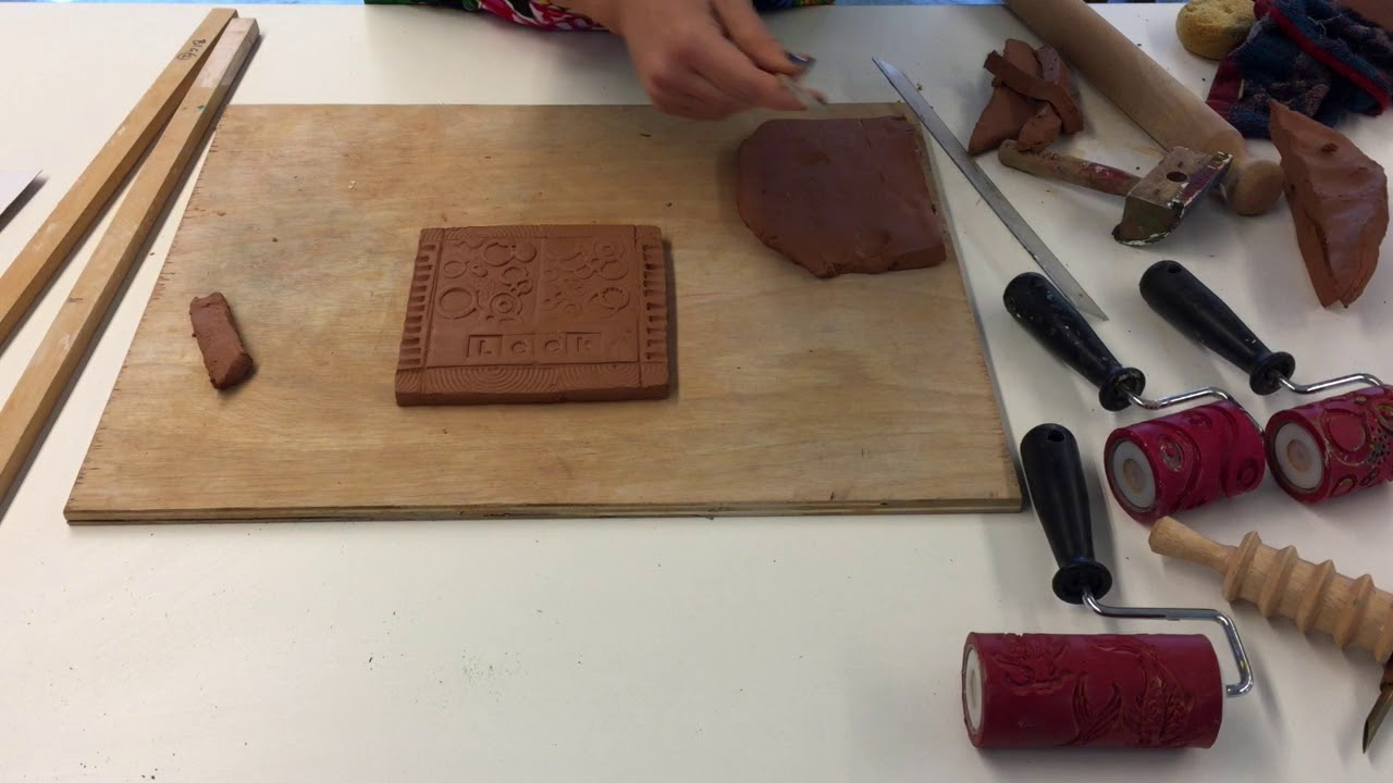 Clay Slabs: Grade 7 Garden Tile Project - YouTube