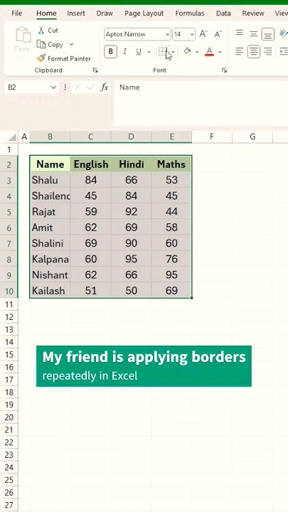 Microsoft Excel Tutorial Shortcut Key To Apply And Clear Borders Tips And Tricks Exceltips