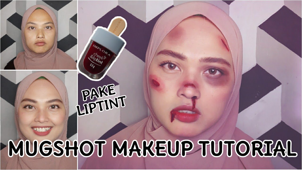 MUGSHOT MAKEUP TUTORIAL HIJAB PAKE LIPTINT | #MugshotChallenge - YouTube