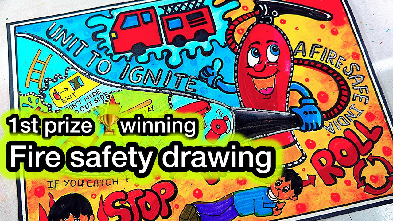 Safety drawing/fire safety poster drawing/Industrial safety drawing ...