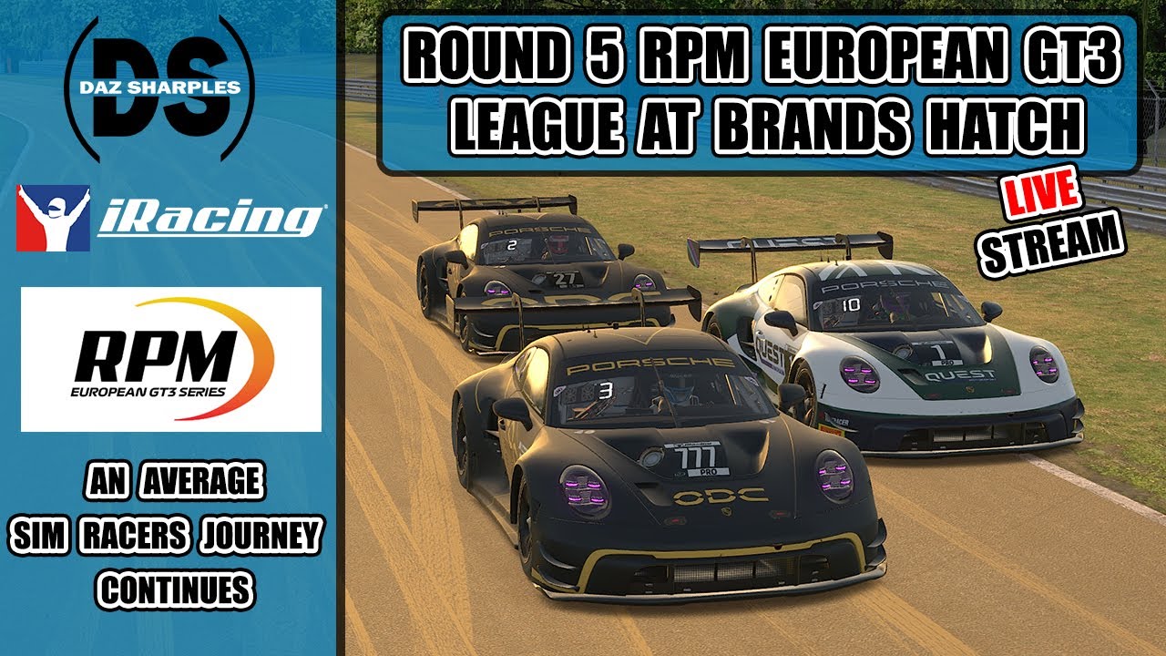 ROUND 5 RPM EUROPEAN GT3 LEAGUE AT BRANDS HATCH - iRacing Live - YouTube