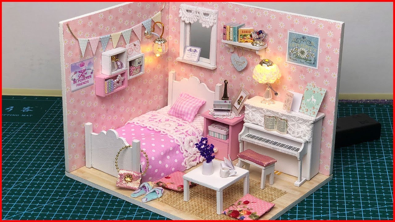 DIY miniature doll house room #4 - Barbie room decor so cute - Tinyland ...