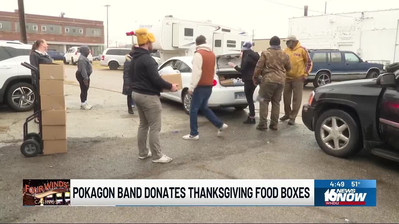 Pokagon Band distributes Thanksgiving food boxes in Benton Harbor - YouTube
