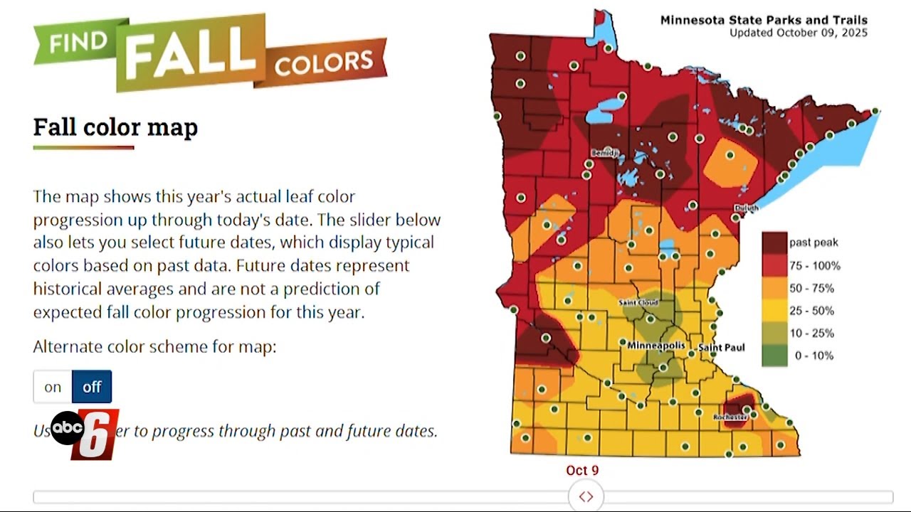 Fall colors near peak across Minnesota - YouTube