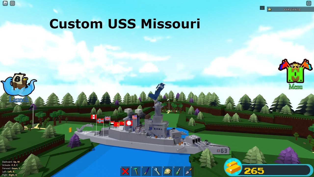 Showcasing Custom USS Missouri battleship in build a boat for treasure ...