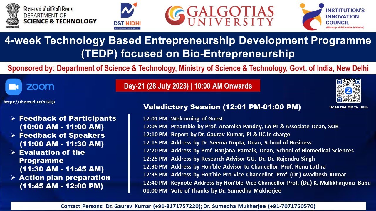 Day-21 (28 July 2023) of DST Sponsored TEDP @GU | Feedback, Action Plan ...