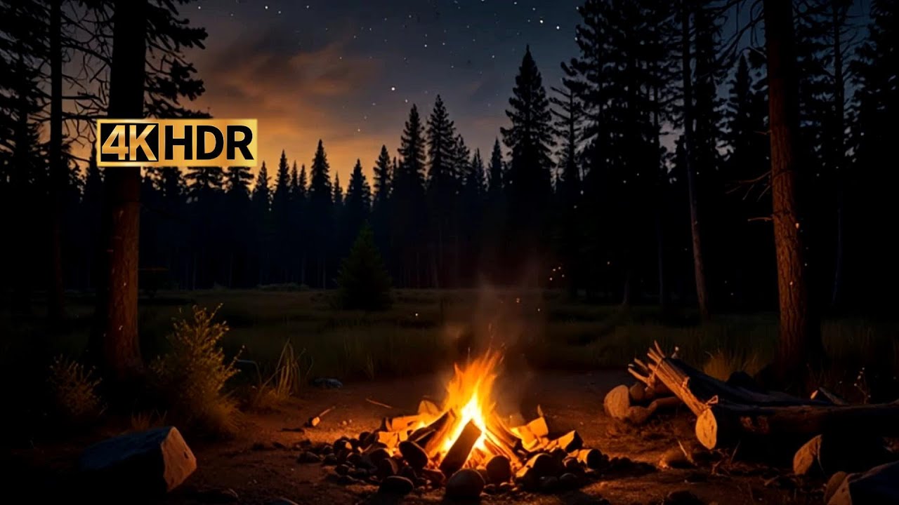 Peaceful Campfire & Forest Sounds - Relaxation & Deep Sleep Ambience ...