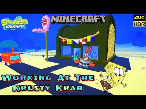 SpongeBob In Minecraft - WORKING AT THE KRUSTY KRAB - YouTube