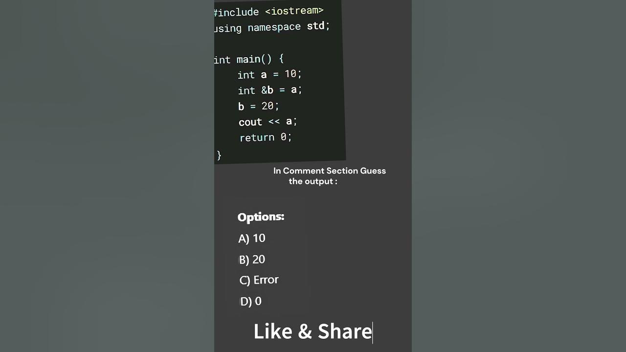 guess of the output of the following code |video28| please subscribe #programming #c++ #cpp # ...