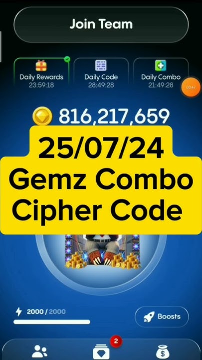 25 July Gemz daily combo cards | Gemz daily Cipher Code #ciphercode #gemz #gemzdailycombo - YouTube