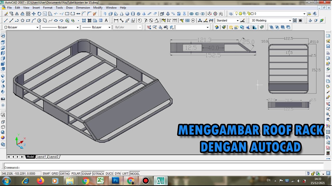 MENGGAMBAR DESAIN ROOF RACK DENGAN MENGGUNAKAN AUTOCAD - YouTube