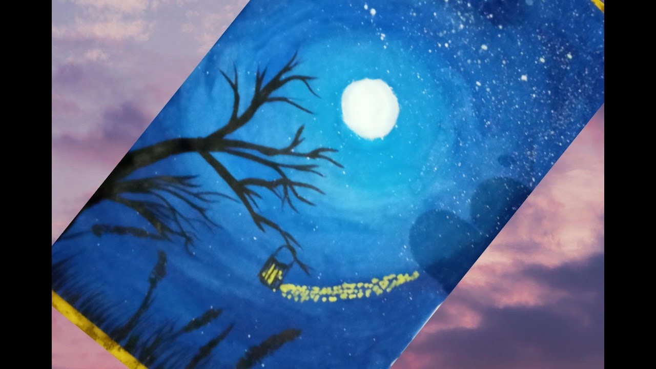 Full moon night/moon painting/night painting/moon painting/the full ...